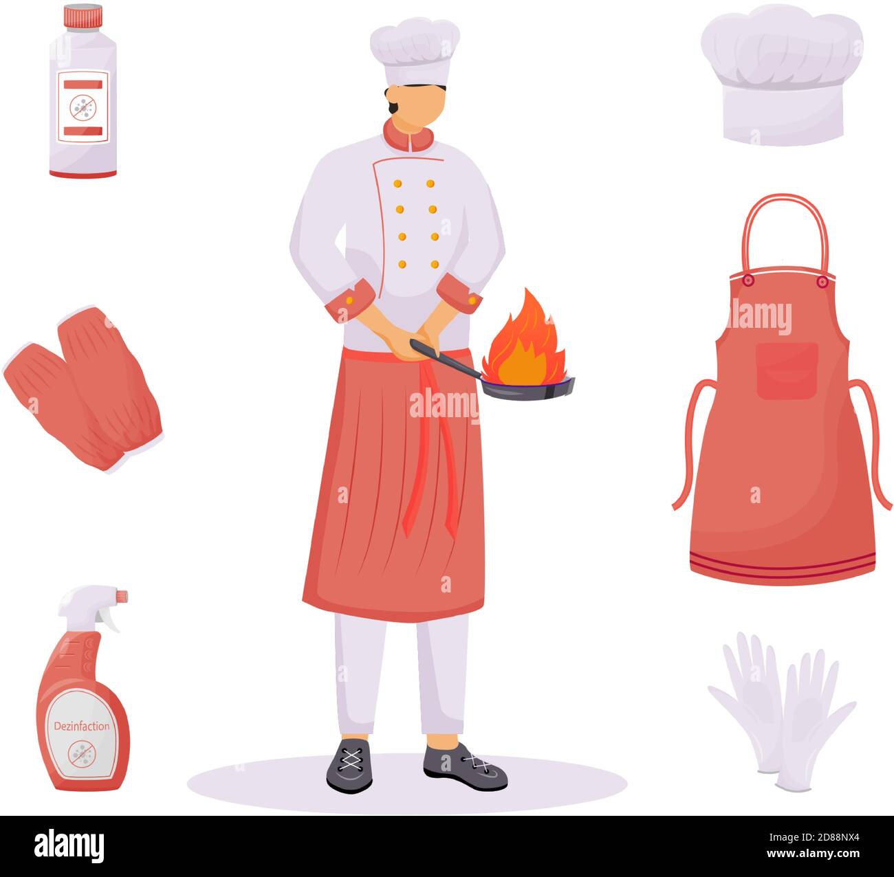 Kitchen clothes flat concept vector illustration Stock Vector Image ...