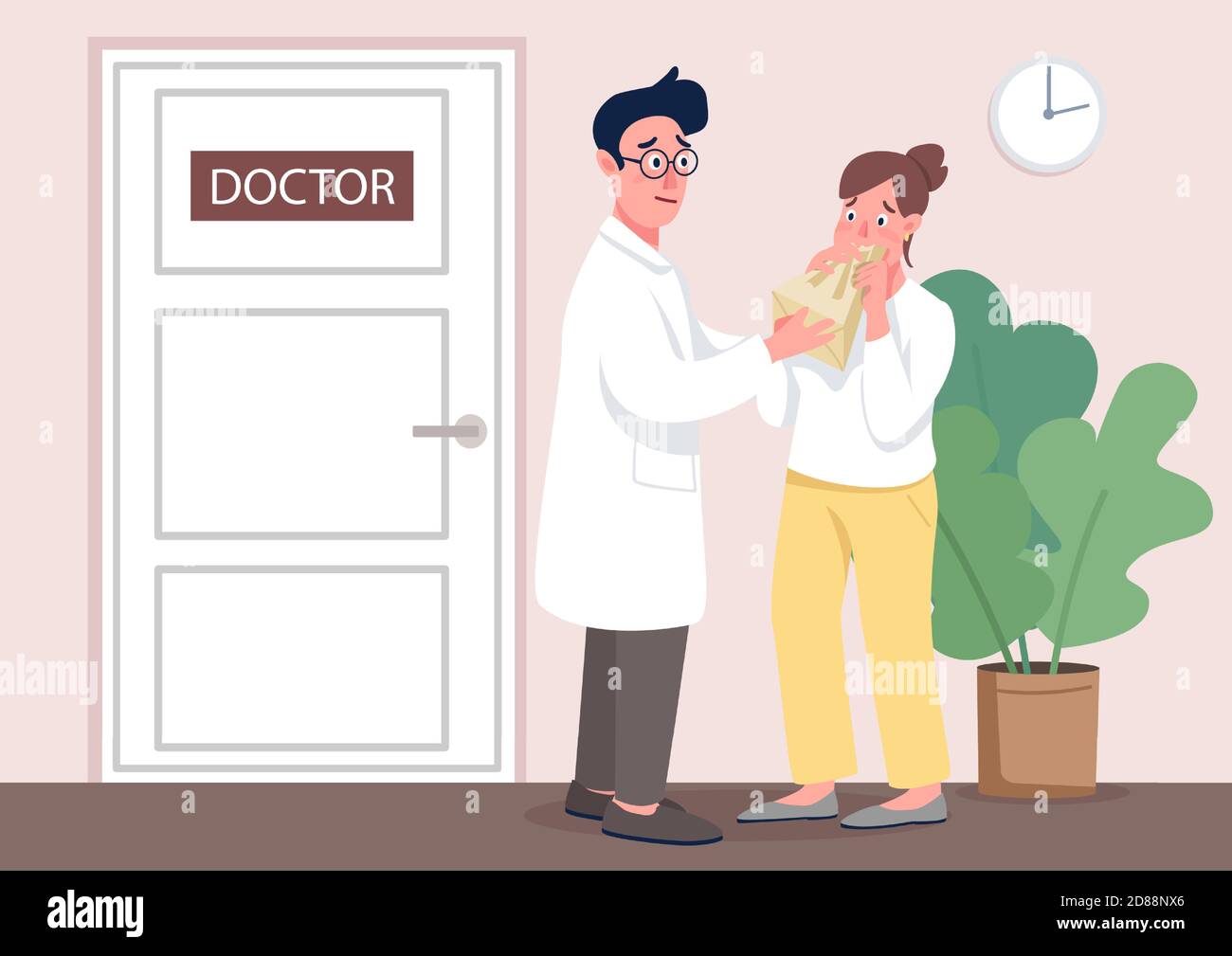 Doctor with patient flat concept vector illustration Stock Vector Image ...