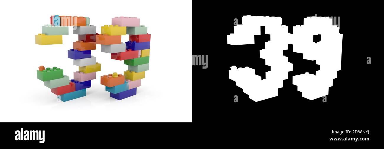 Colorful toy plastic number thirty-nine (number 39) from building ...