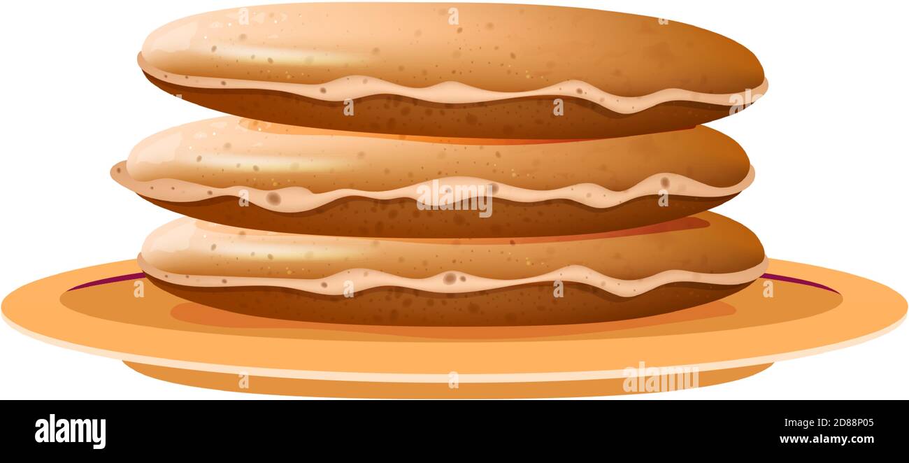 Pancakes stack on beige plate realistic vector illustration Stock ...