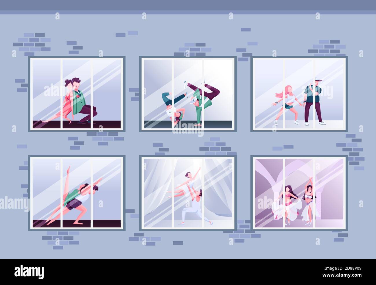 Morning dance class flat color vector illustration Stock Vector Image ...