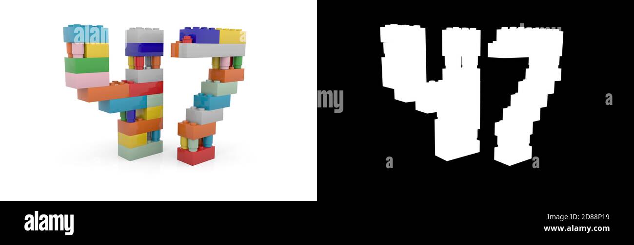 Colorful toy plastic number forty-seven (number 47) from building ...