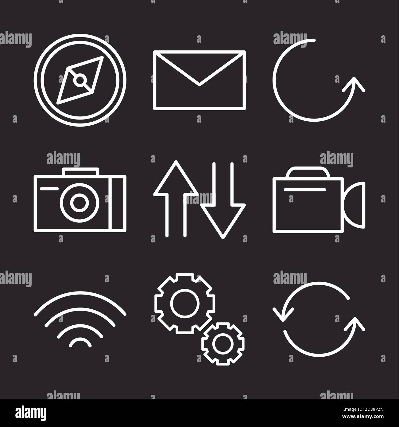 user interface set icons compass, email, update and more linear style ...