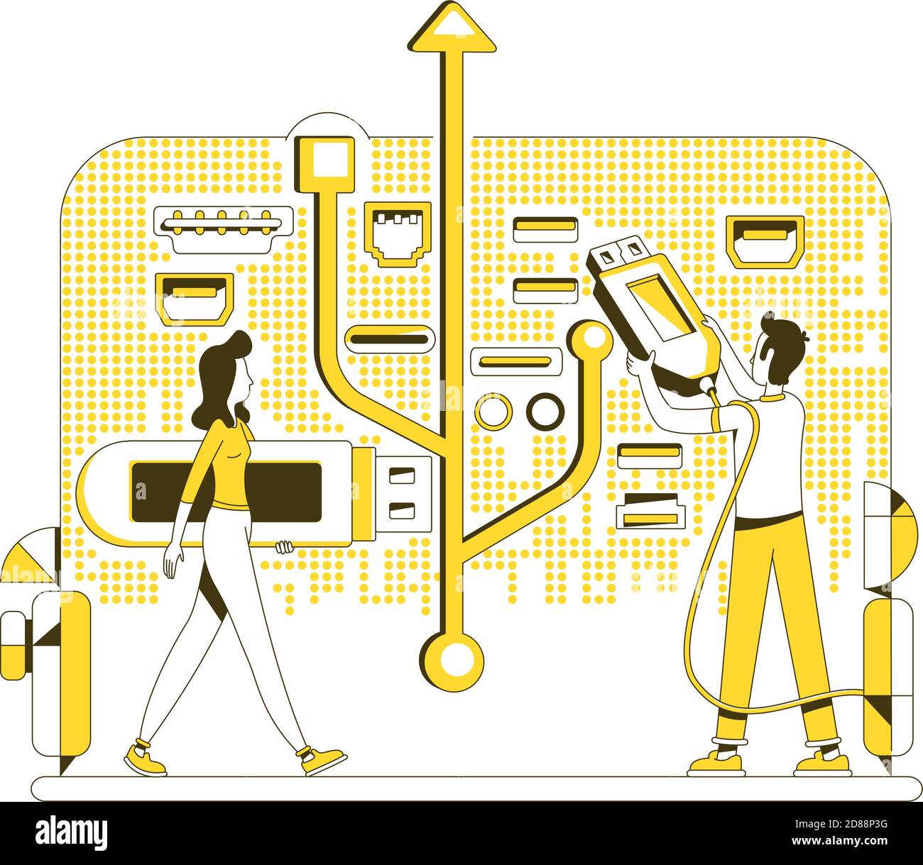 USB memory stick thin line concept vector illustration Stock Vector ...