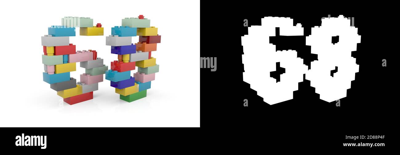 Colorful toy plastic number sixty-eight (number 68) from building ...