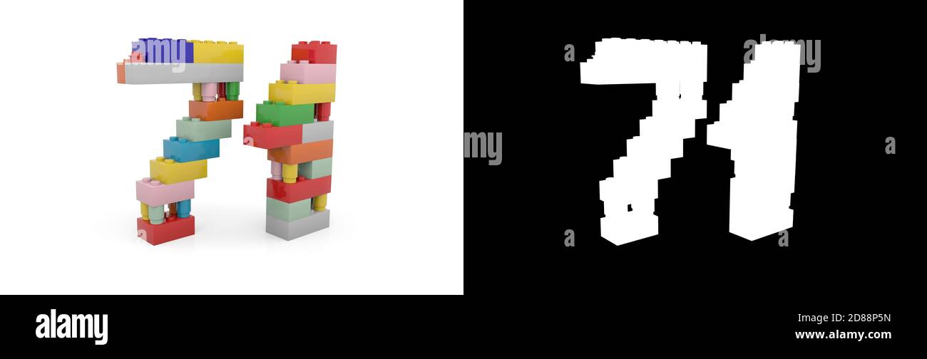Colorful toy plastic number seventy-one (number 71) from building ...