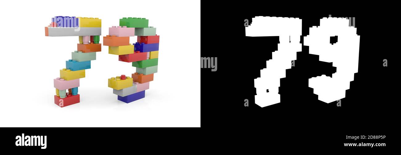 Colorful toy plastic number seventy-nine (number 79) from building ...