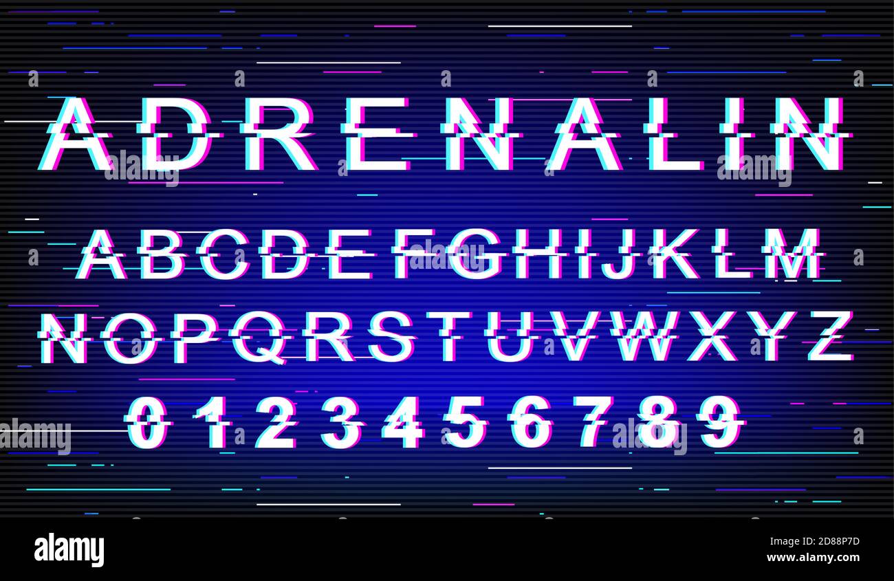 Adrenaline glitch font template Stock Vector Image & Art - Alamy