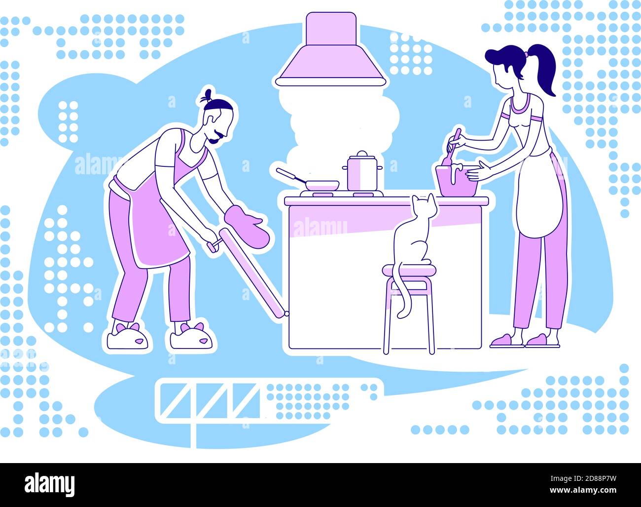 Cook together flat silhouette vector illustration Stock Vector Image ...