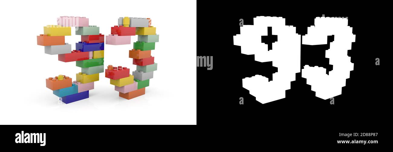 Colorful toy plastic number ninety-three (number 93) from building ...