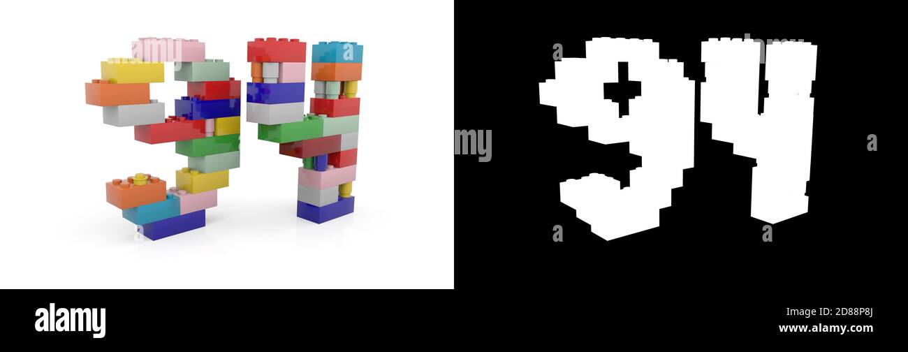 Colorful toy plastic number ninety-four (number 94) from building ...