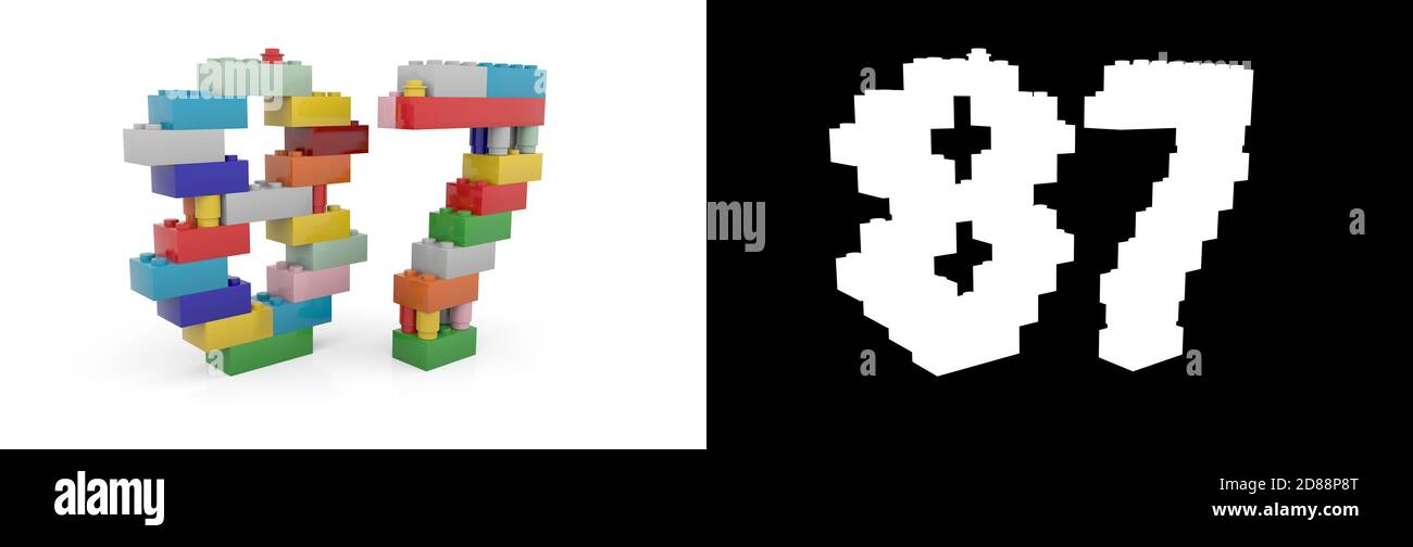Colorful toy plastic number eighty-seven (number 87) from building ...