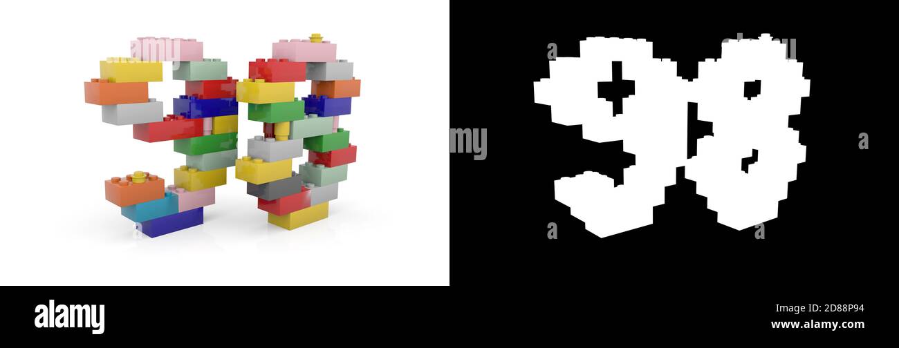 Colorful toy plastic number ninety-eight (number 98) from building ...