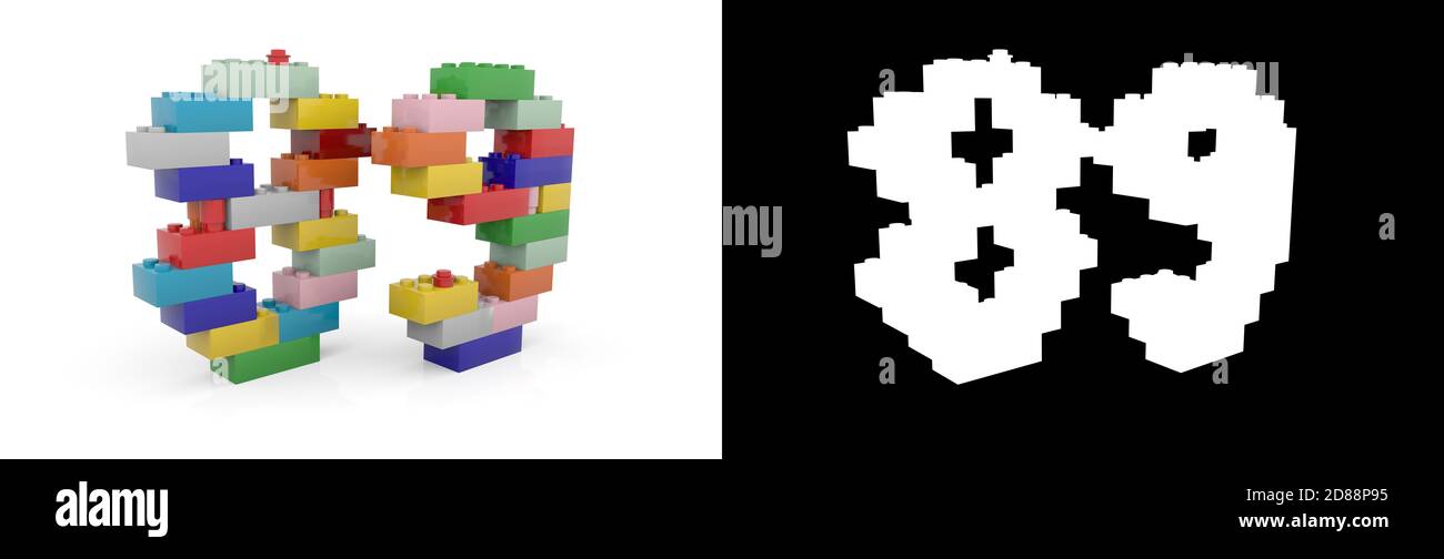 Colorful toy plastic number eighty-nine (number 89) from building ...