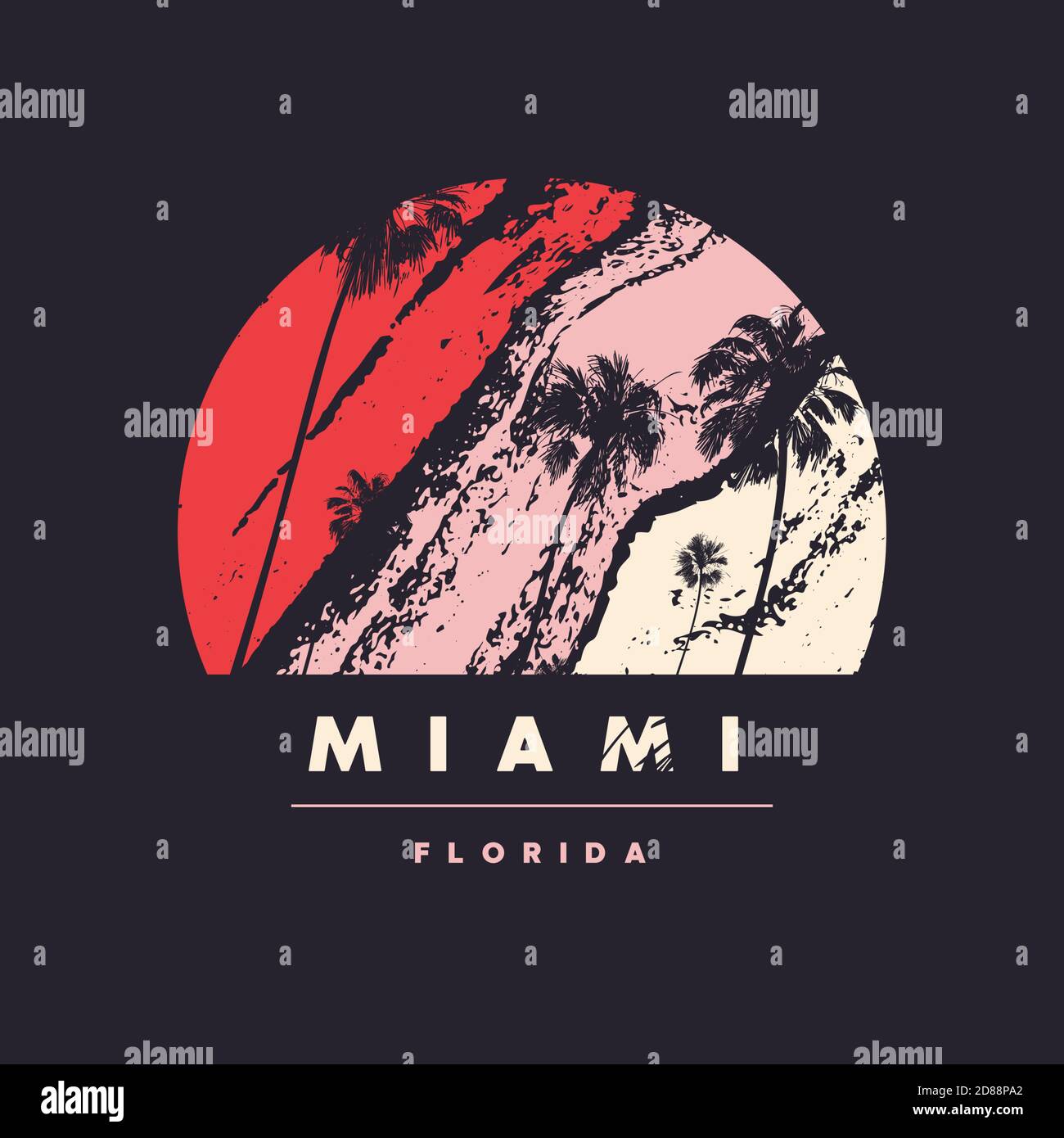 Miami Florida vector graphic t-shirt design, poster, print Stock Vector ...