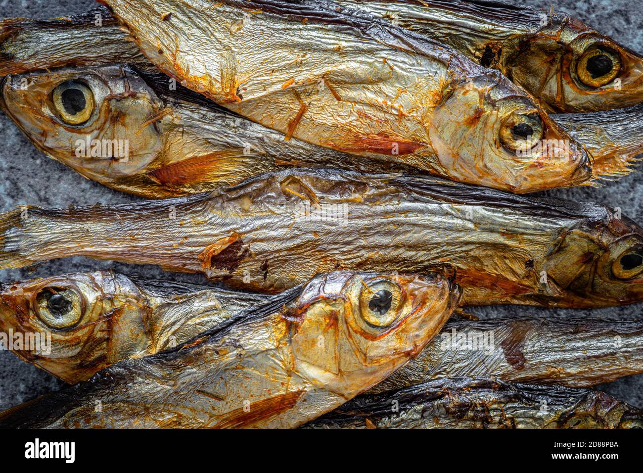 A close up of Sprats, the fish that is very healthy for all animals and ...