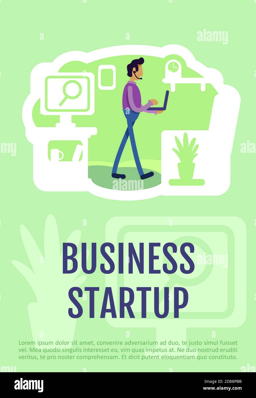Business startup poster flat vector template Stock Vector Image & Art ...