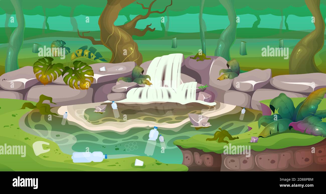 Plastic pollution flat color vector illustration Stock Vector Image ...