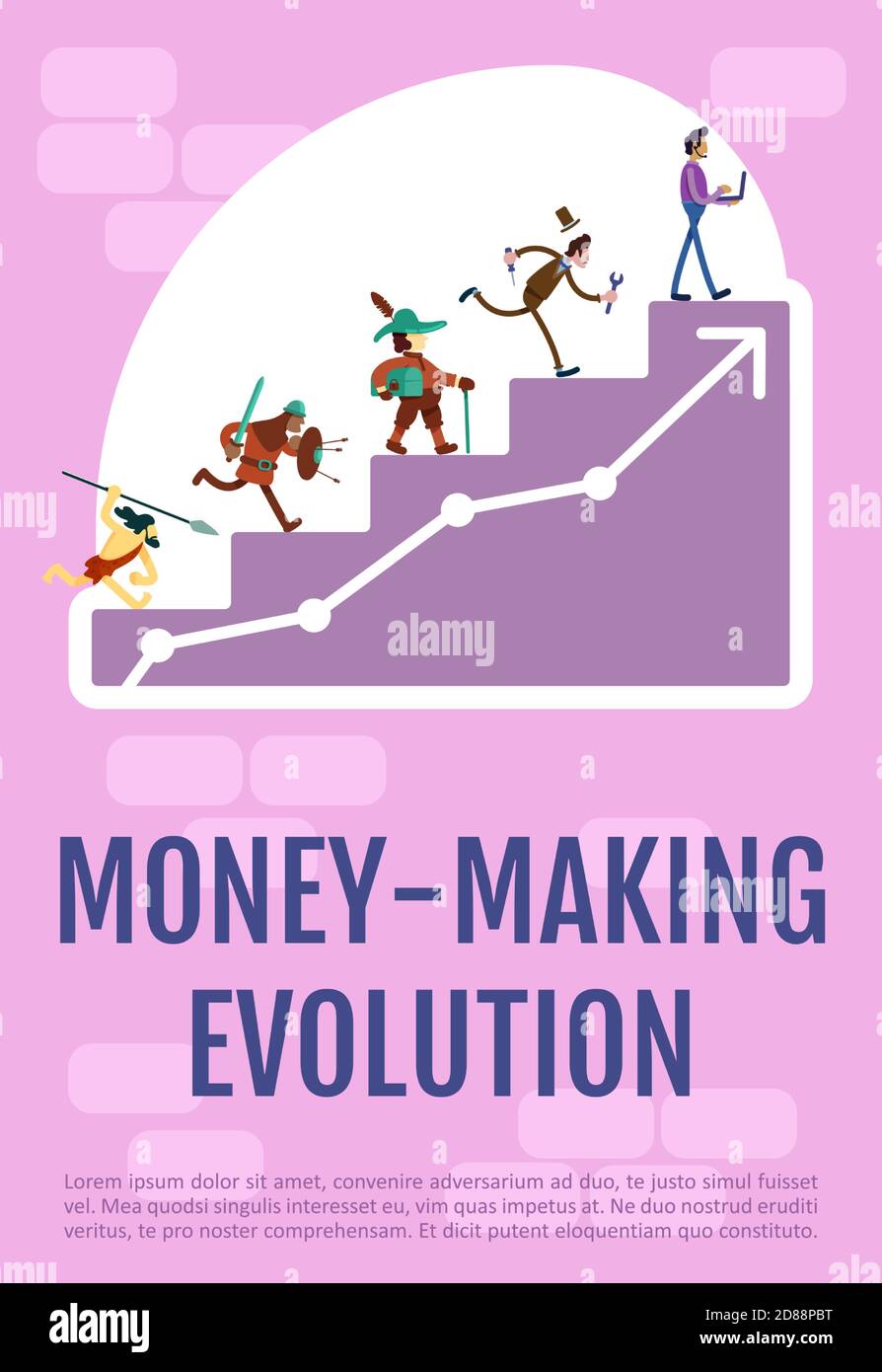 Money making evolution poster flat vector template Stock Vector Image ...