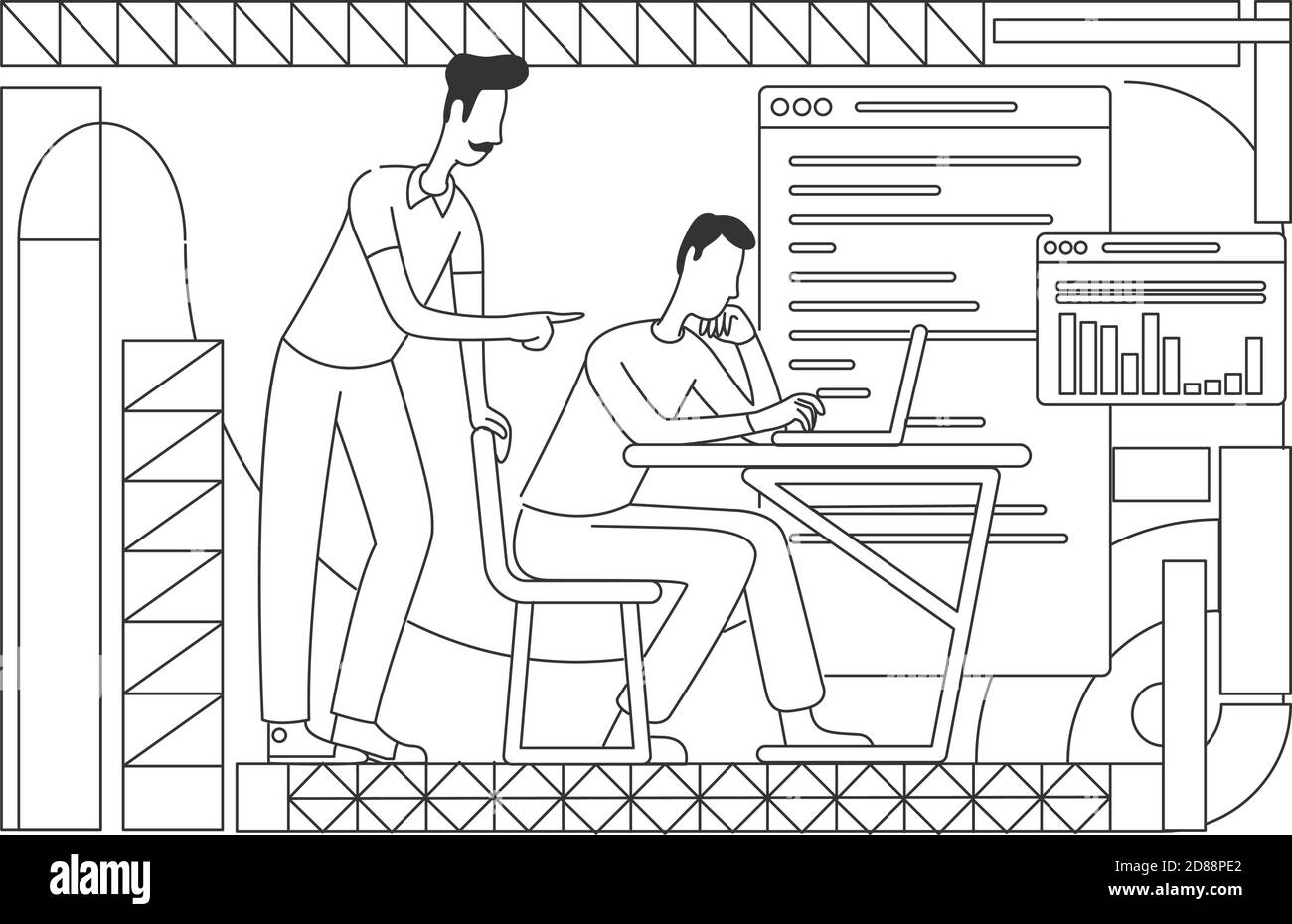 Business analytics project curator thin line vector illustration Stock ...