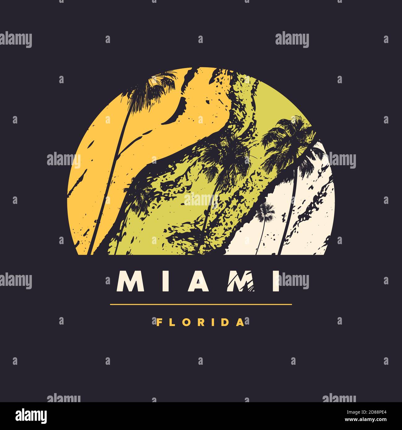 Miami Florida vector graphic t-shirt design, poster, print Stock Vector ...