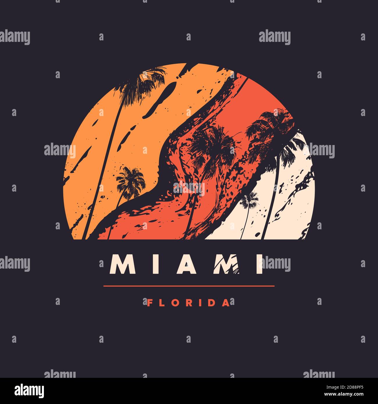 Miami Florida vector graphic t-shirt design, poster, print Stock Vector ...
