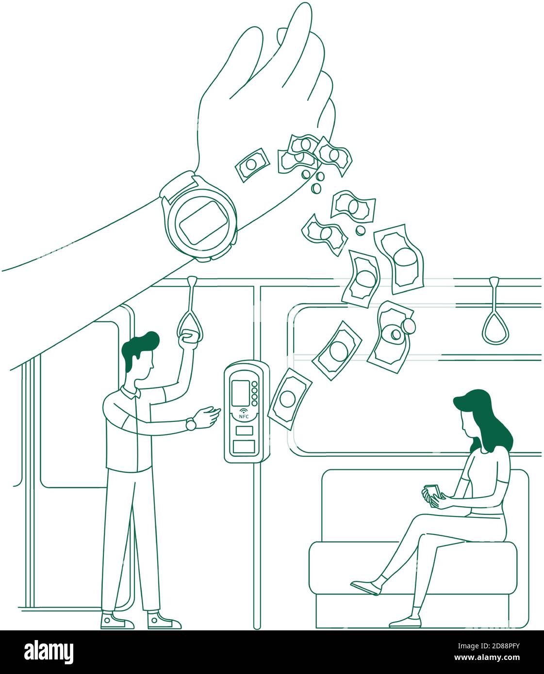 E-payment, electronic ticket buying thin line concept vector ...