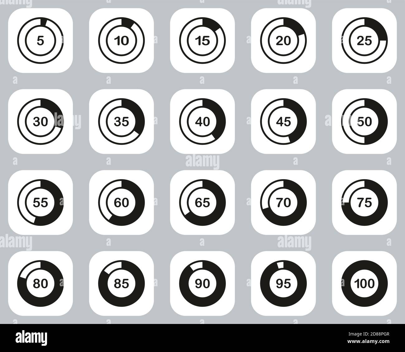 Loading Or Percentage Icons Black & White Flat Design Set 01 Big Stock Vector Image & Art - Alamy