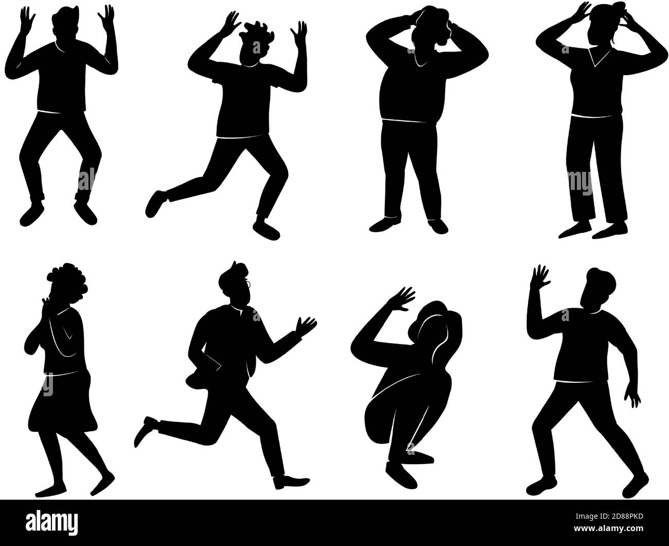 Panic attack black silhouette vector illustrations kit Stock Vector ...