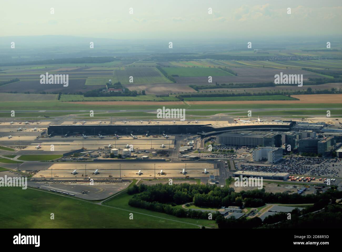 Vienna international airport in Austria seen from a small plane 11.9. ...