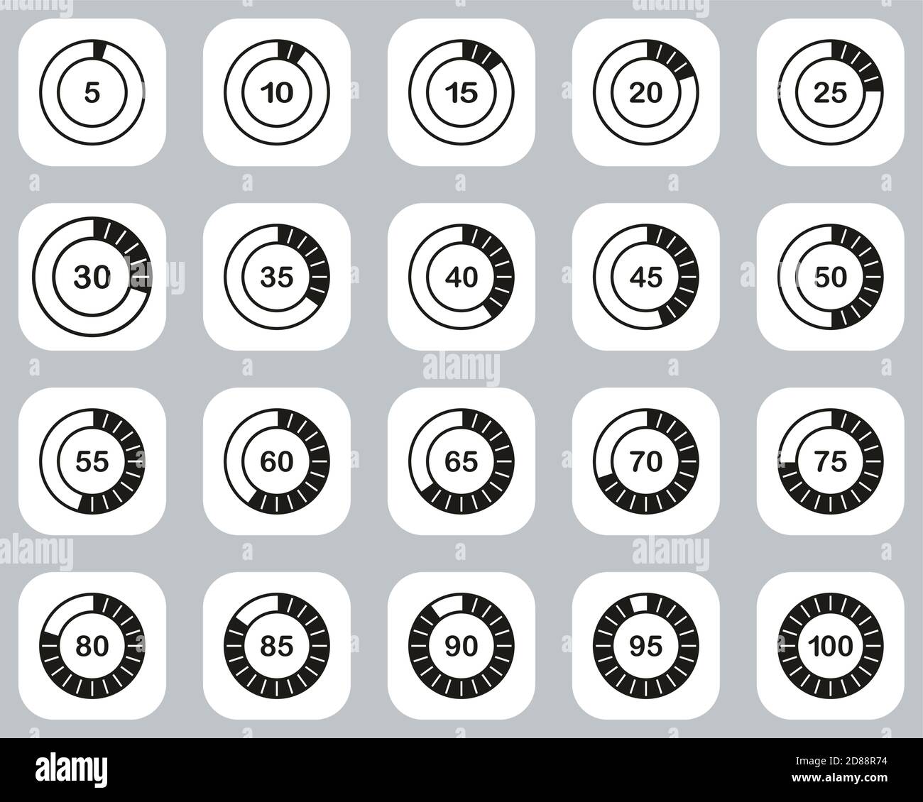 Loading Or Percentage Icons Black & White Flat Design Set 02 Big Stock Vector Image & Art - Alamy