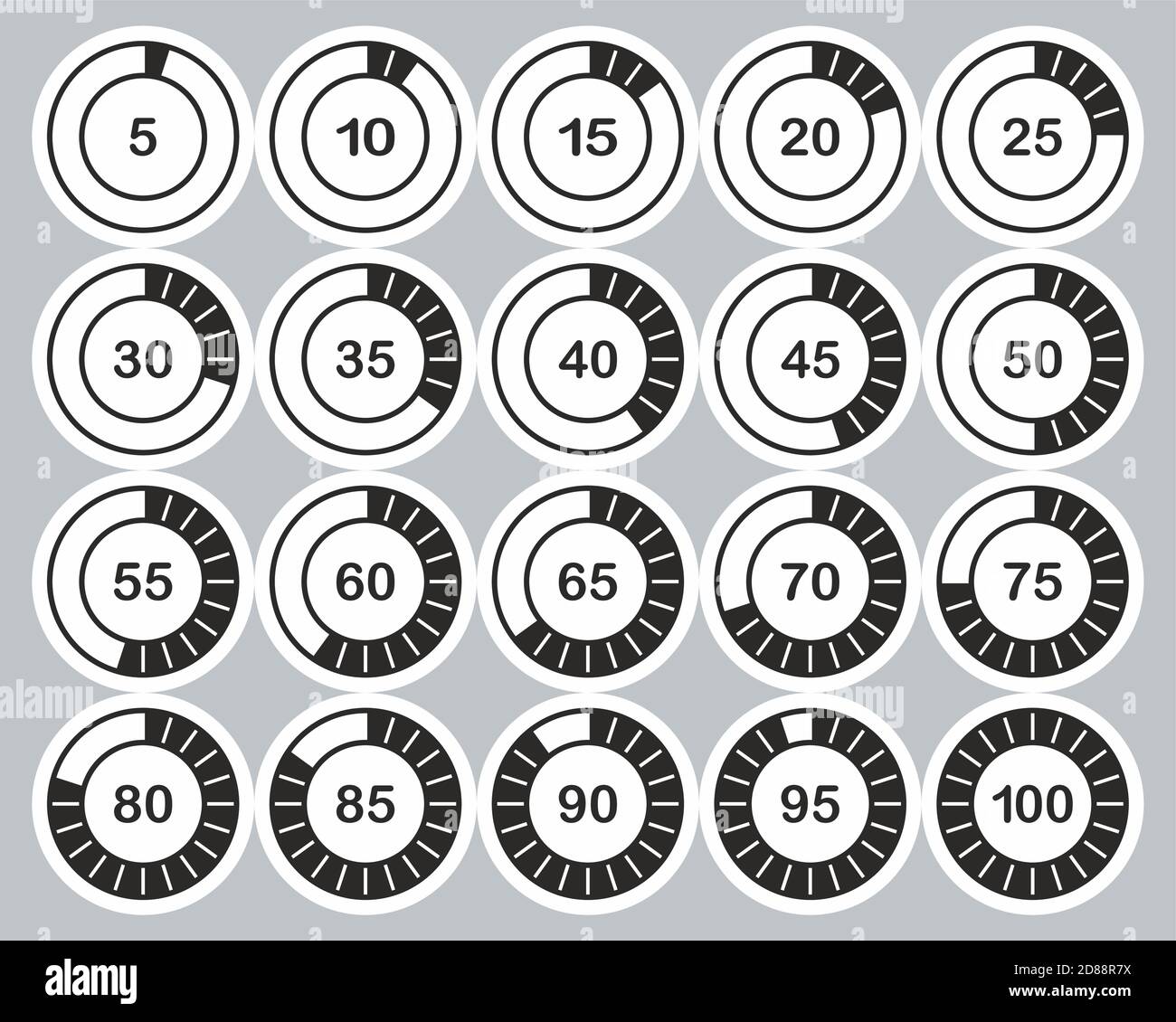 Loading Or Percentage Icons Black & White Sticker Set 02 Big Stock ...