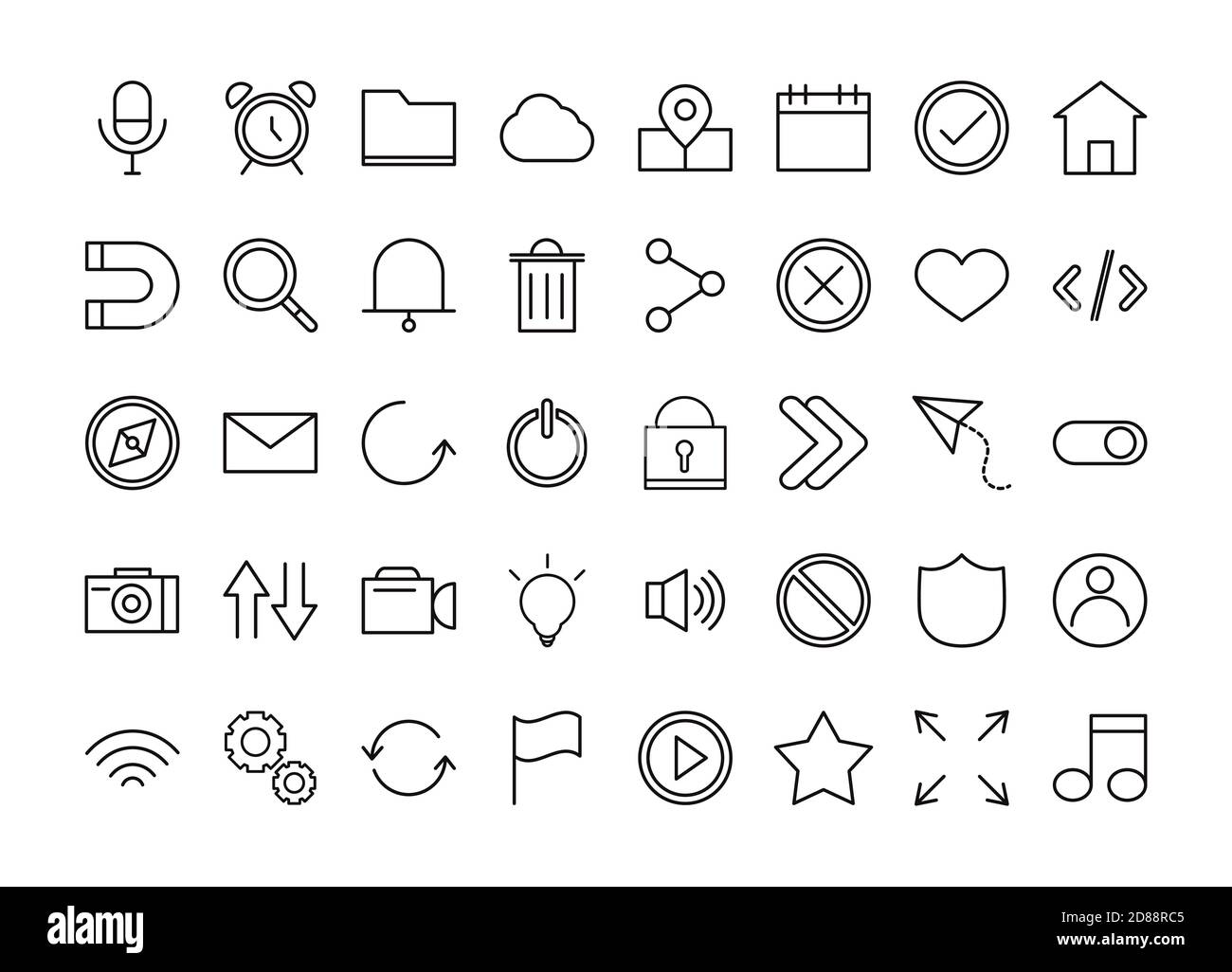 set of user interface icons, mobile app button media and navigation ...
