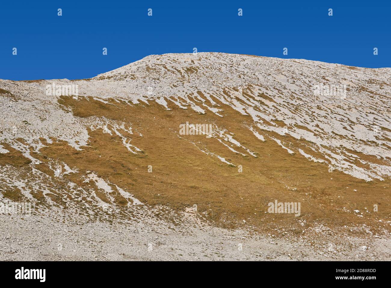 deserted landscape - dry mountain tundra on the slopes of Mount Oshten ...