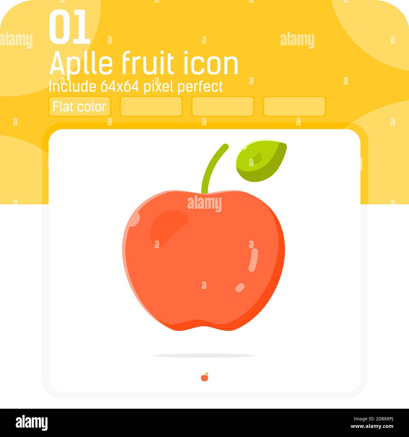 Apple fruit icon with flat style isolated on white background. Vector ...