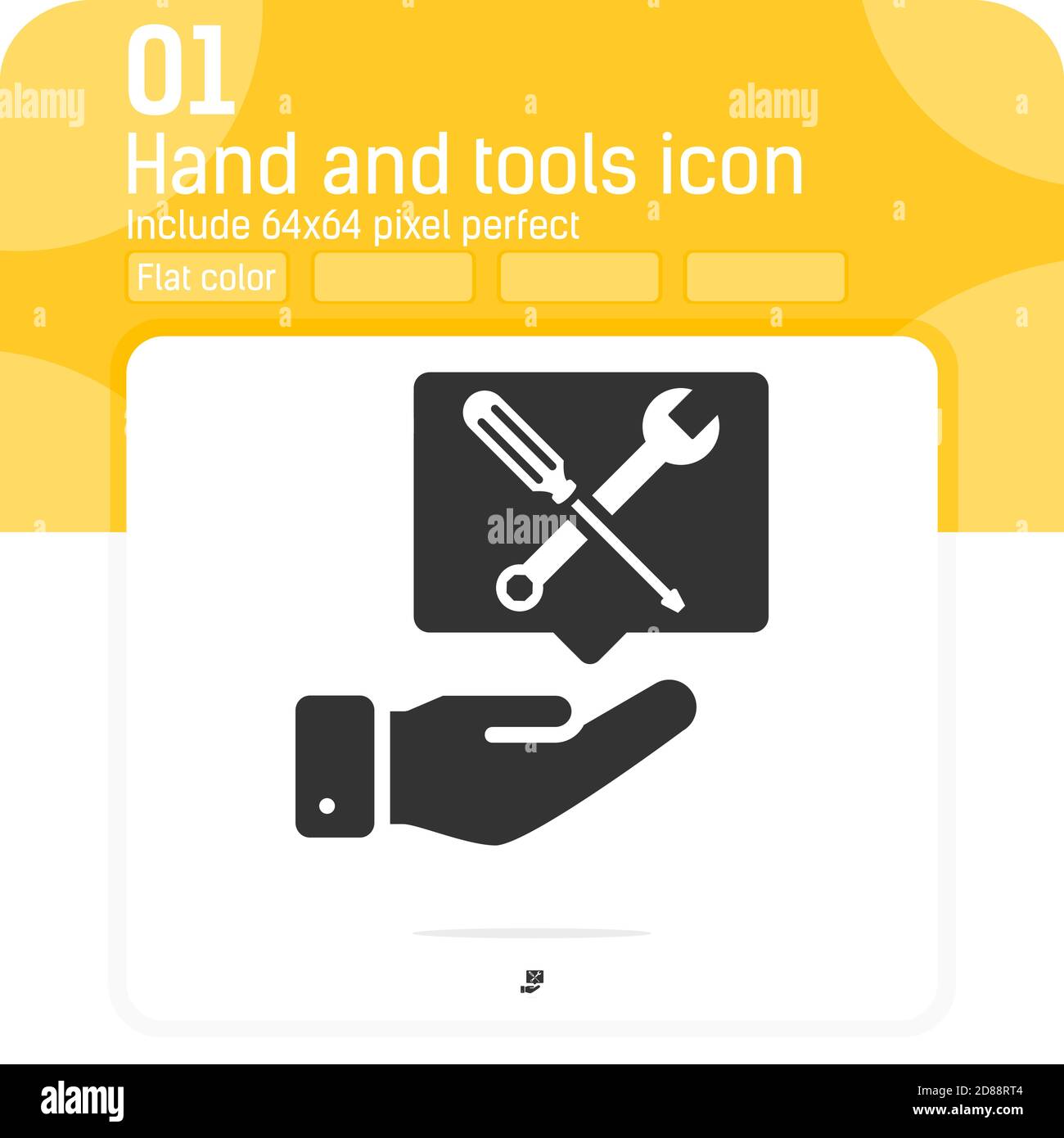 hand and instrument icon with flat style isolated on white background ...