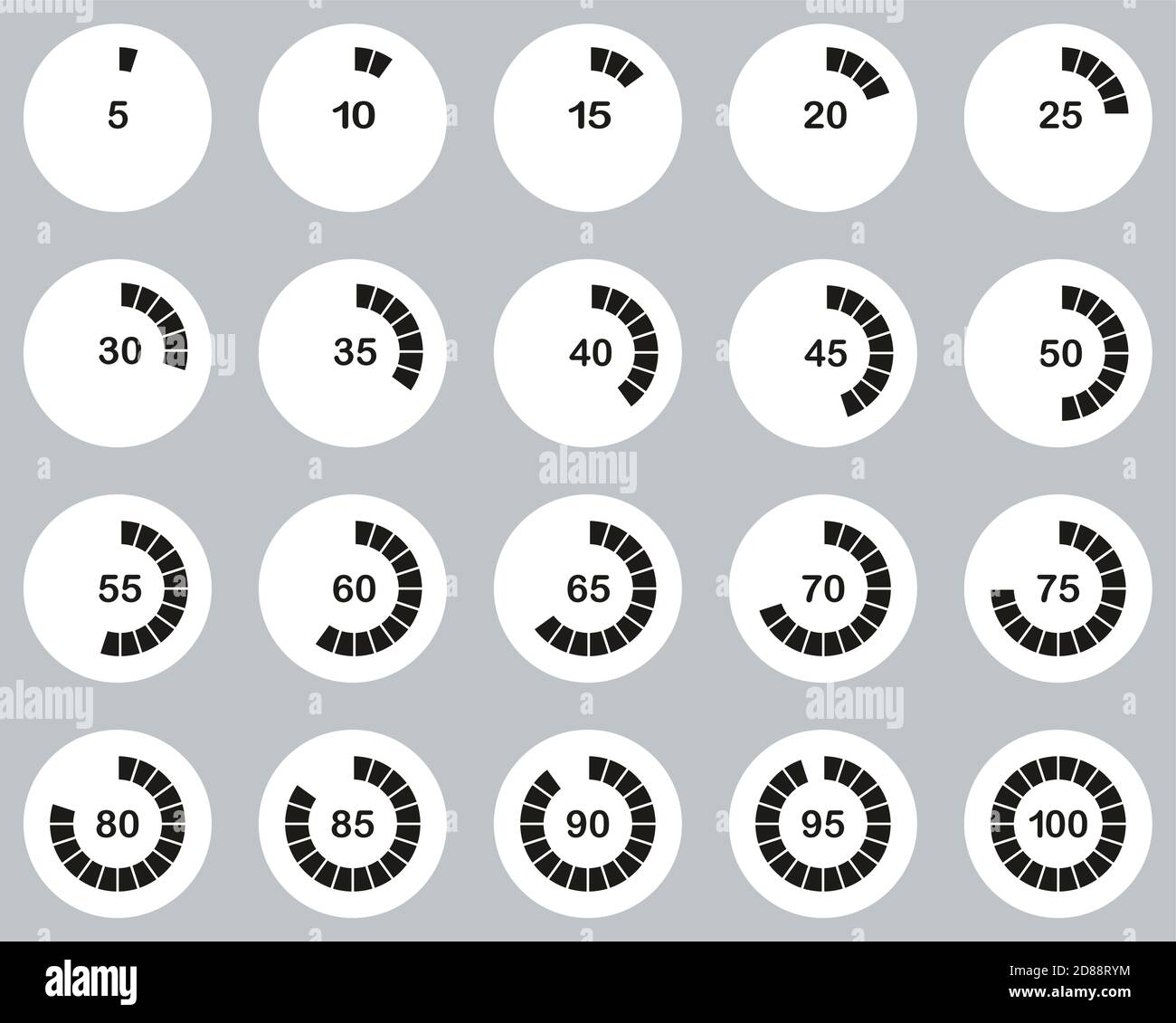 Loading Or Percentage Icons Black & White Flat Design Circle Set 03 Big ...
