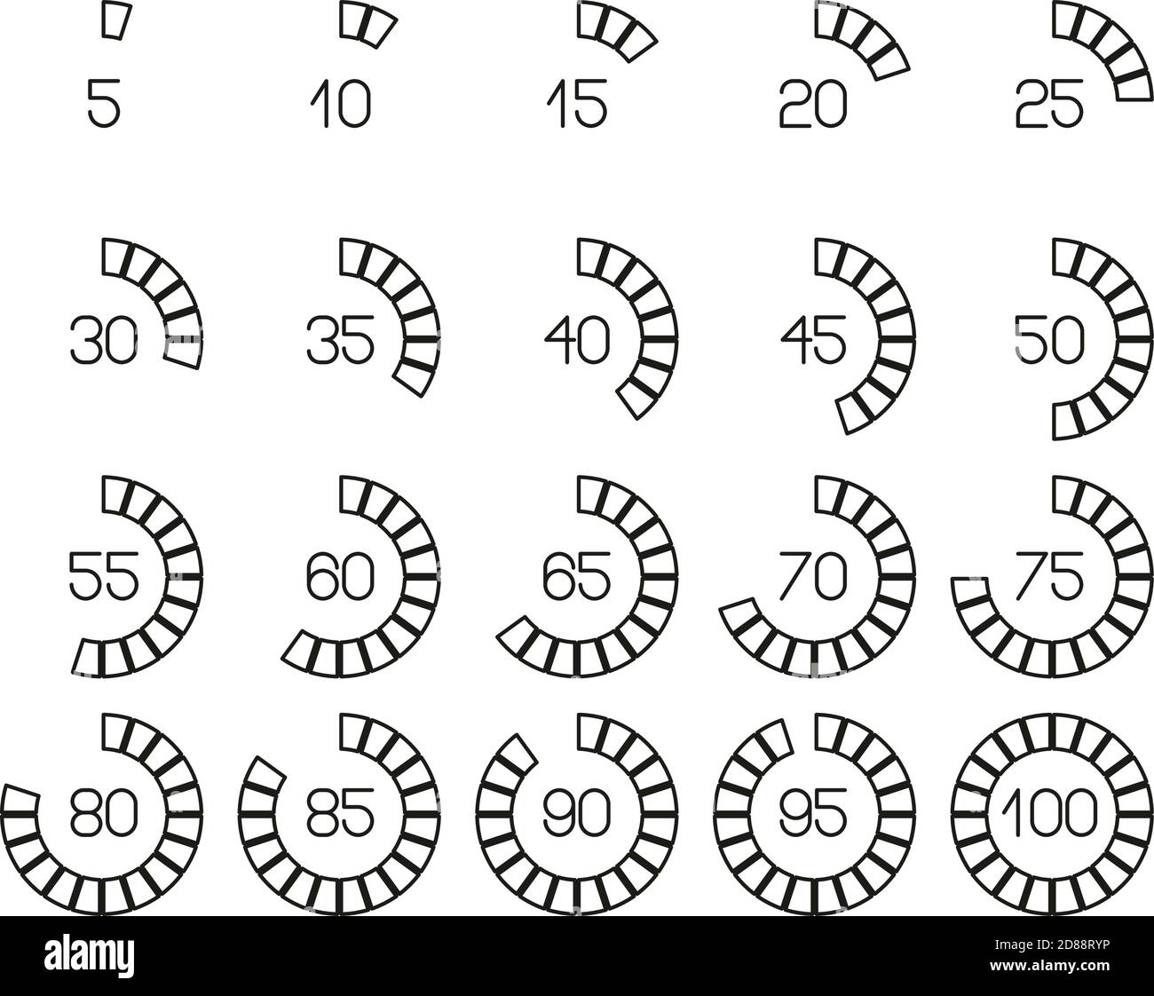 Loading Or Percentage Icons Black & White Thin Line Set 03 Big Stock ...