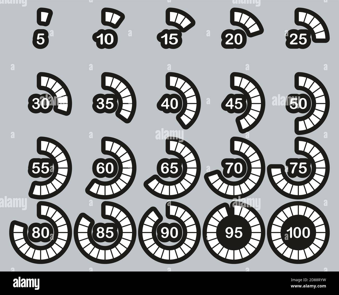 Loading Or Percentage Icons White On Black Sticker Set 03 Big Stock ...