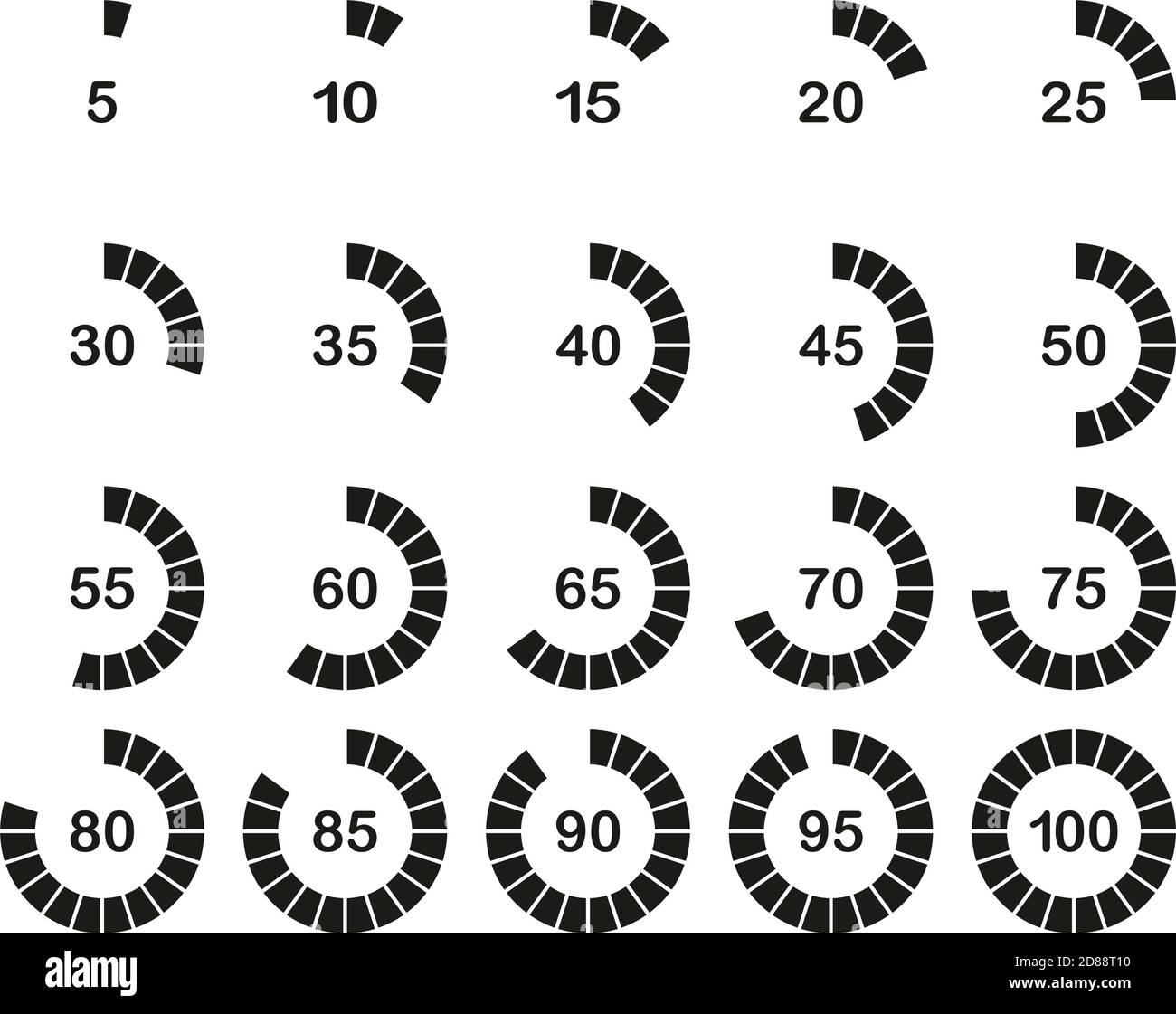 Loading Or Percentage Icons Black & White Set 03 Big Stock Vector Image ...