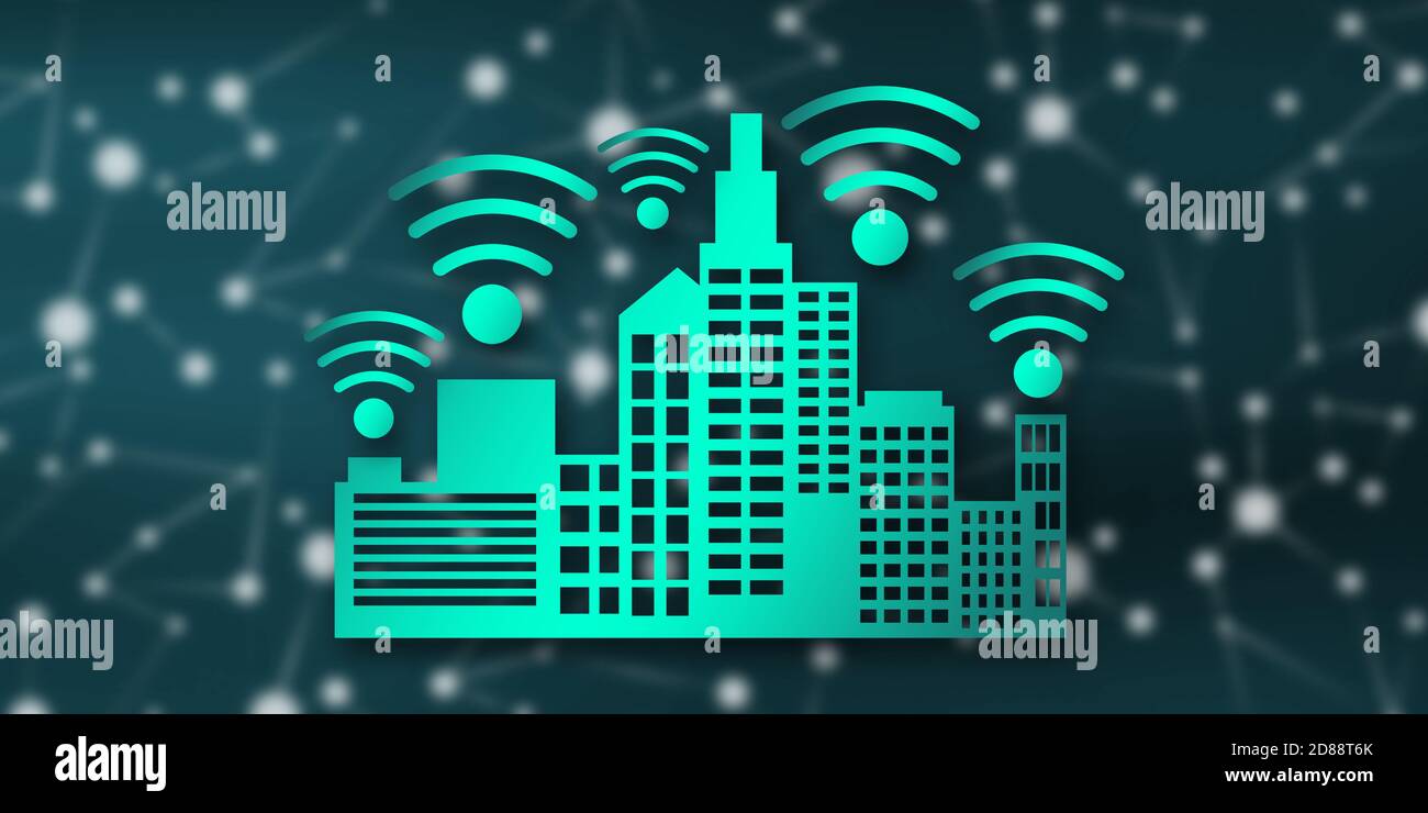Illustration of a connected city concept Stock Photo - Alamy