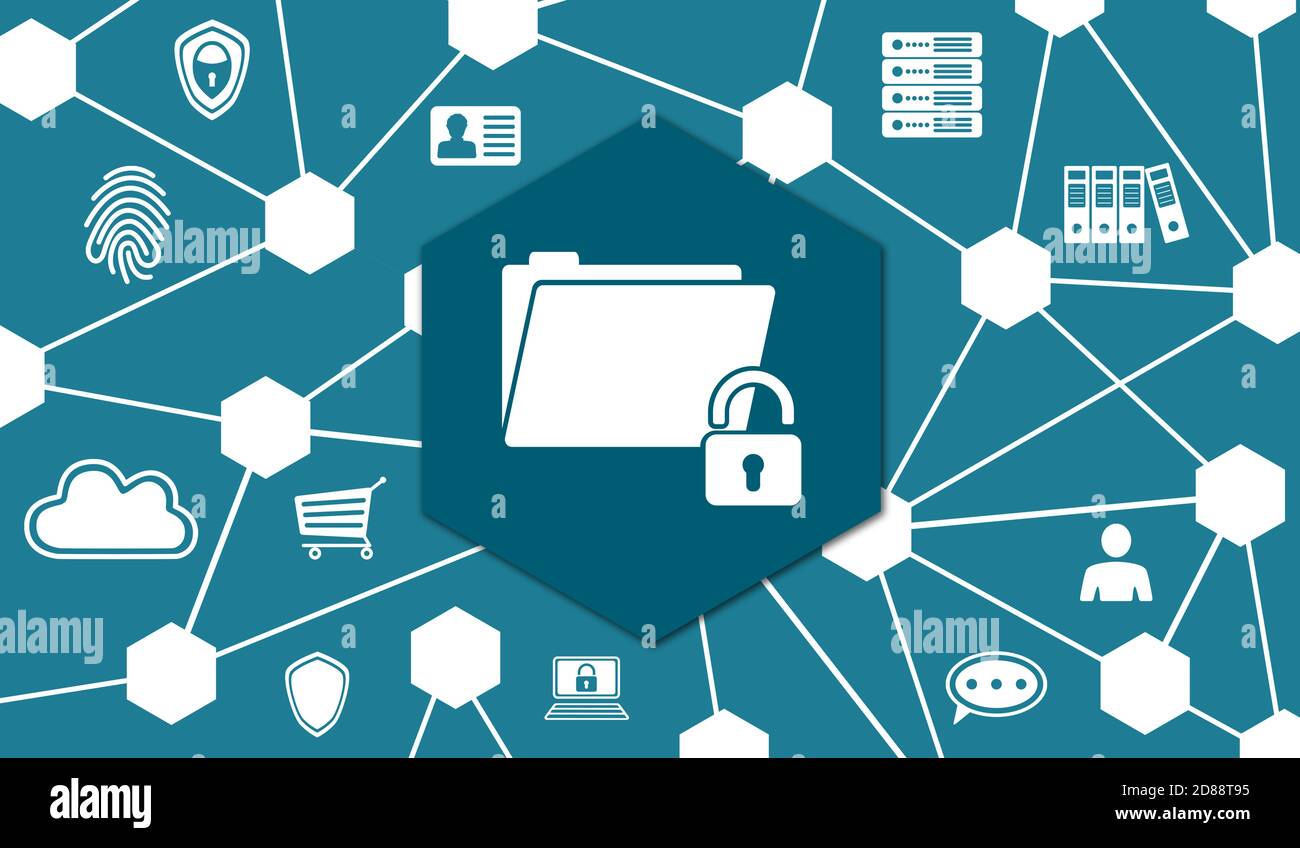 Concept of data protection with connected icons Stock Photo - Alamy