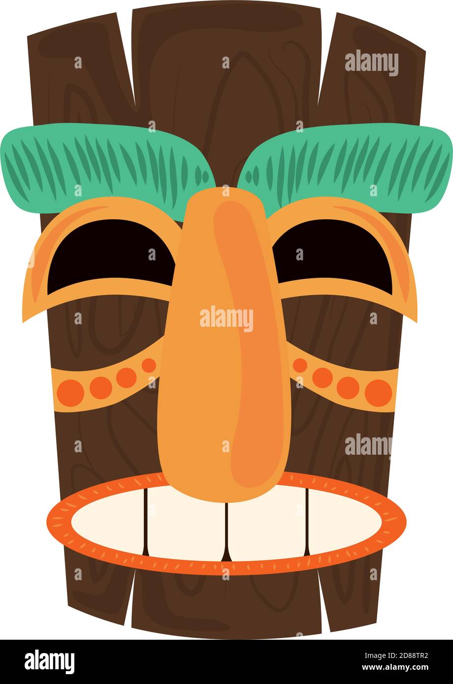 tiki tribal wooden ancient mask isolated on white background vector ...