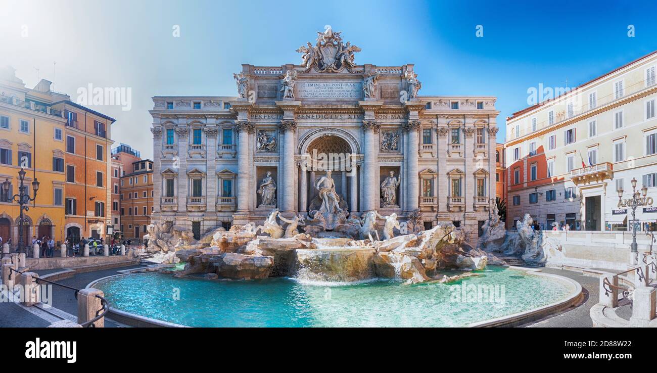 ROME - MAY 24: Panoramic view of the Trevi Fountain, iconic landmark in ...