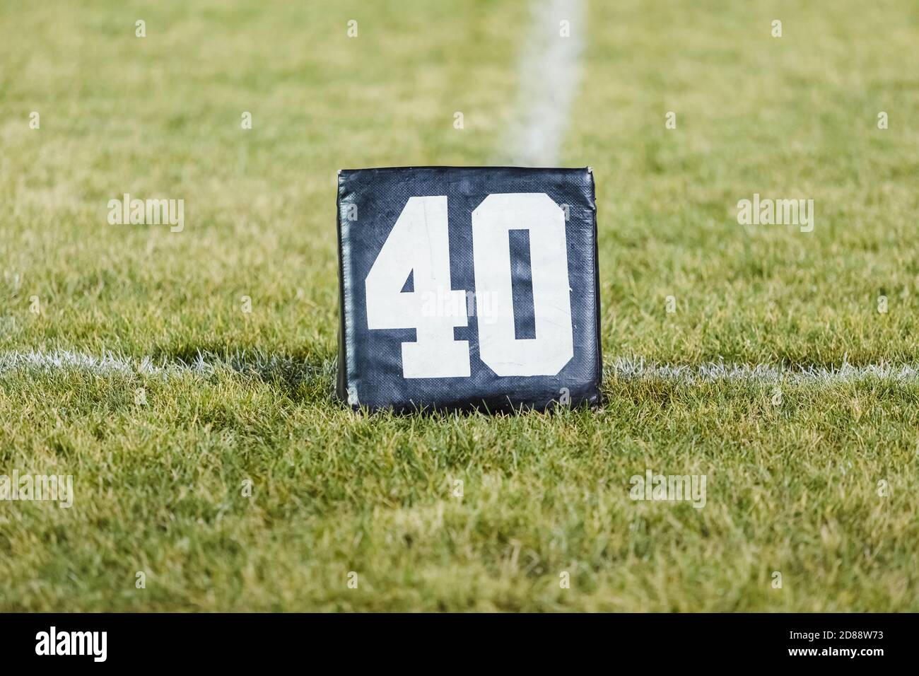 a forty yard line marker ready for practice at marching band rehearsal ...