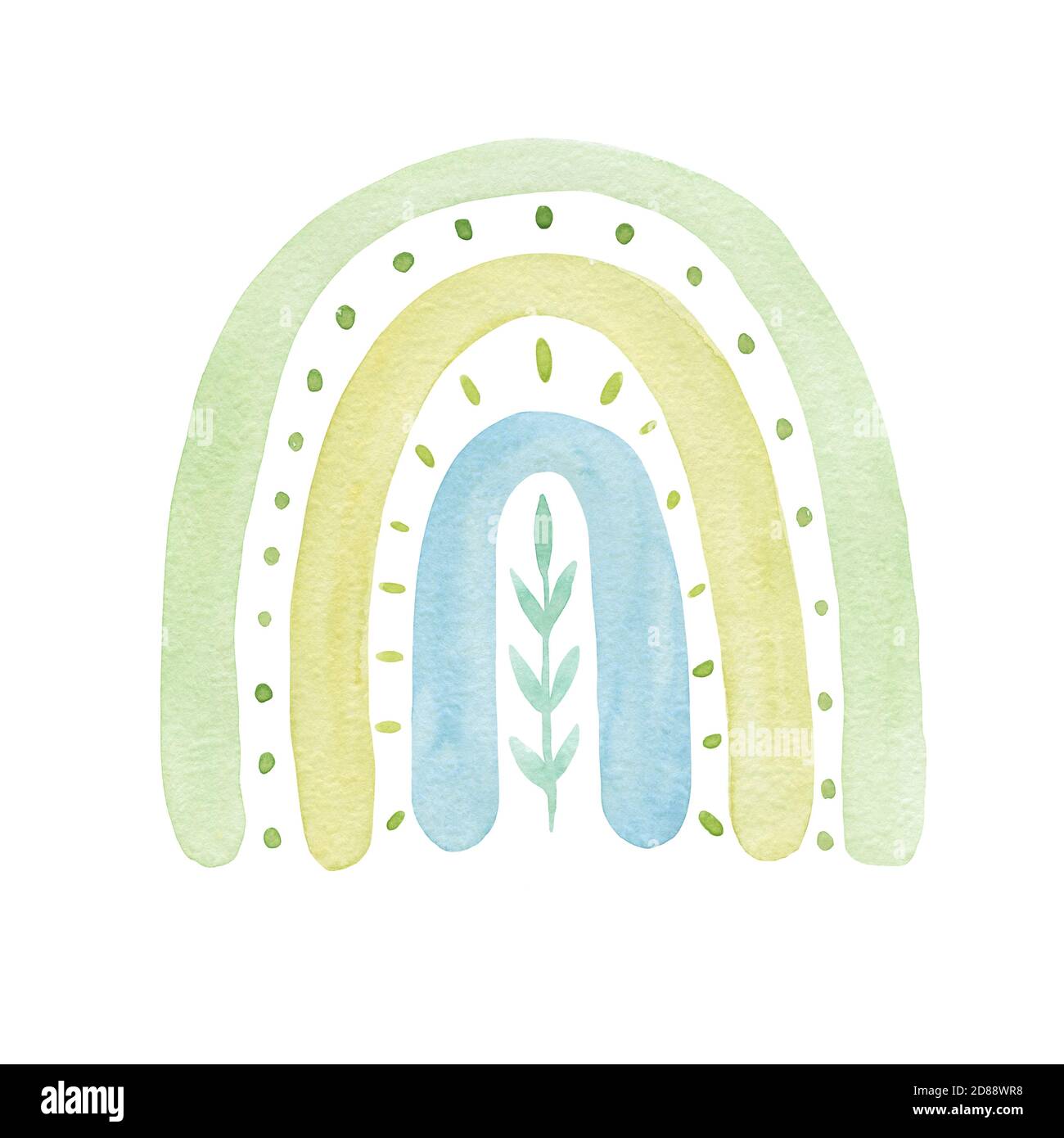 Cute watercolor colorful rainbow. A modern rainbow in pastel colors ...