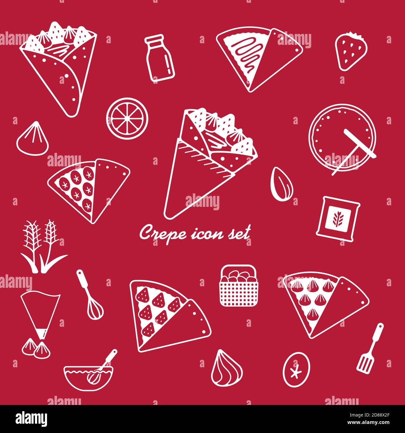 Crepe & sweets icon illustration set Stock Vector Image & Art - Alamy