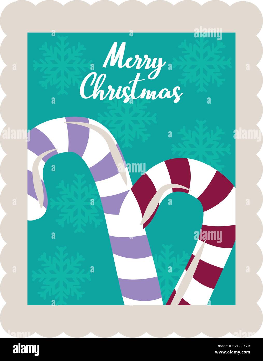 merry christmas candy canes decoration stamp icon vector illustration ...