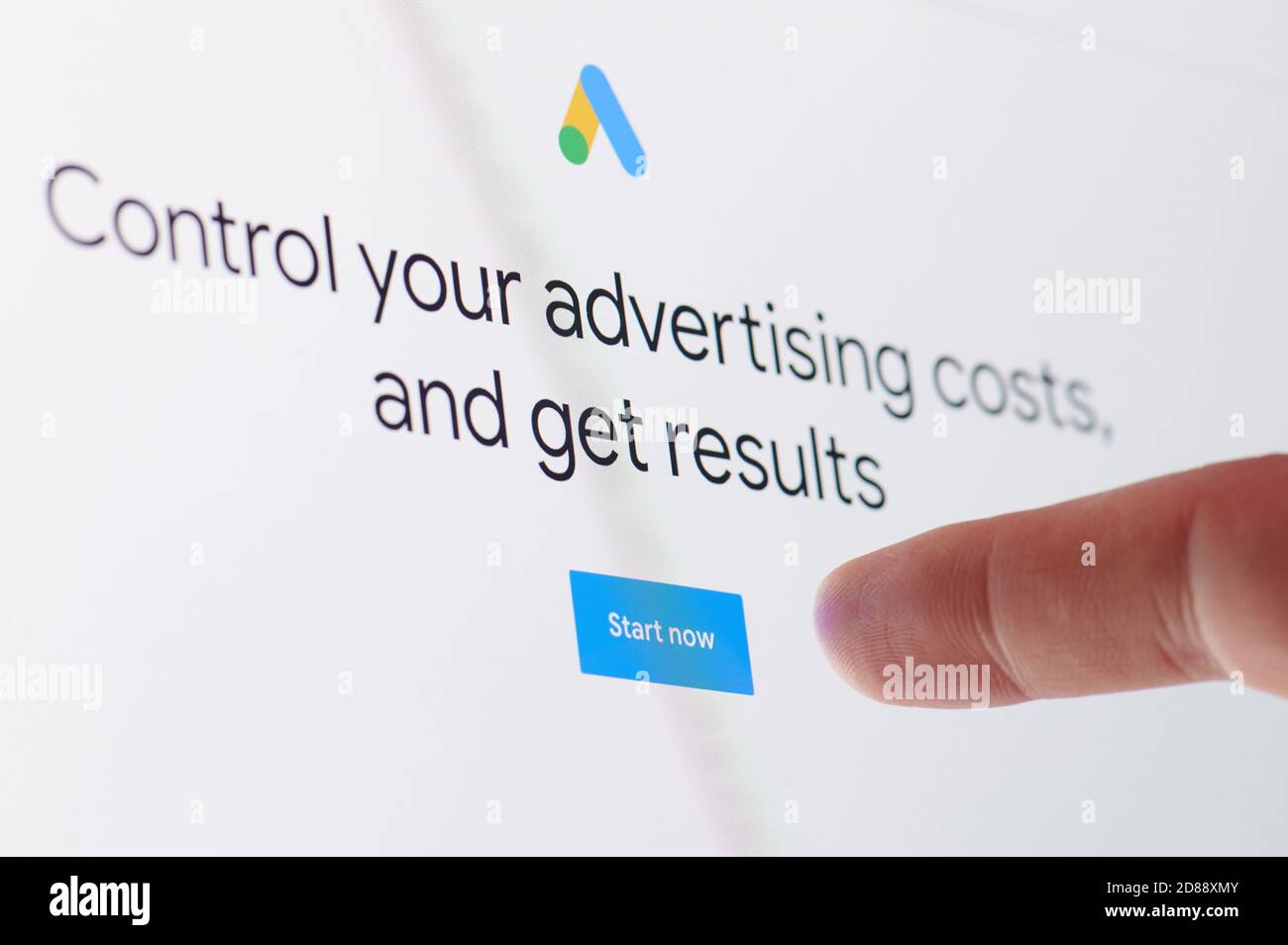 New york, USA - October 27, 2020: Start ads in google service touching ...