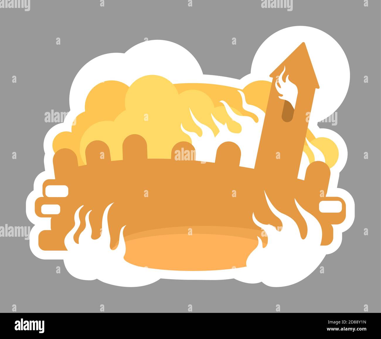 Burning medieval city 2D vector web banner, poster Stock Vector Image ...